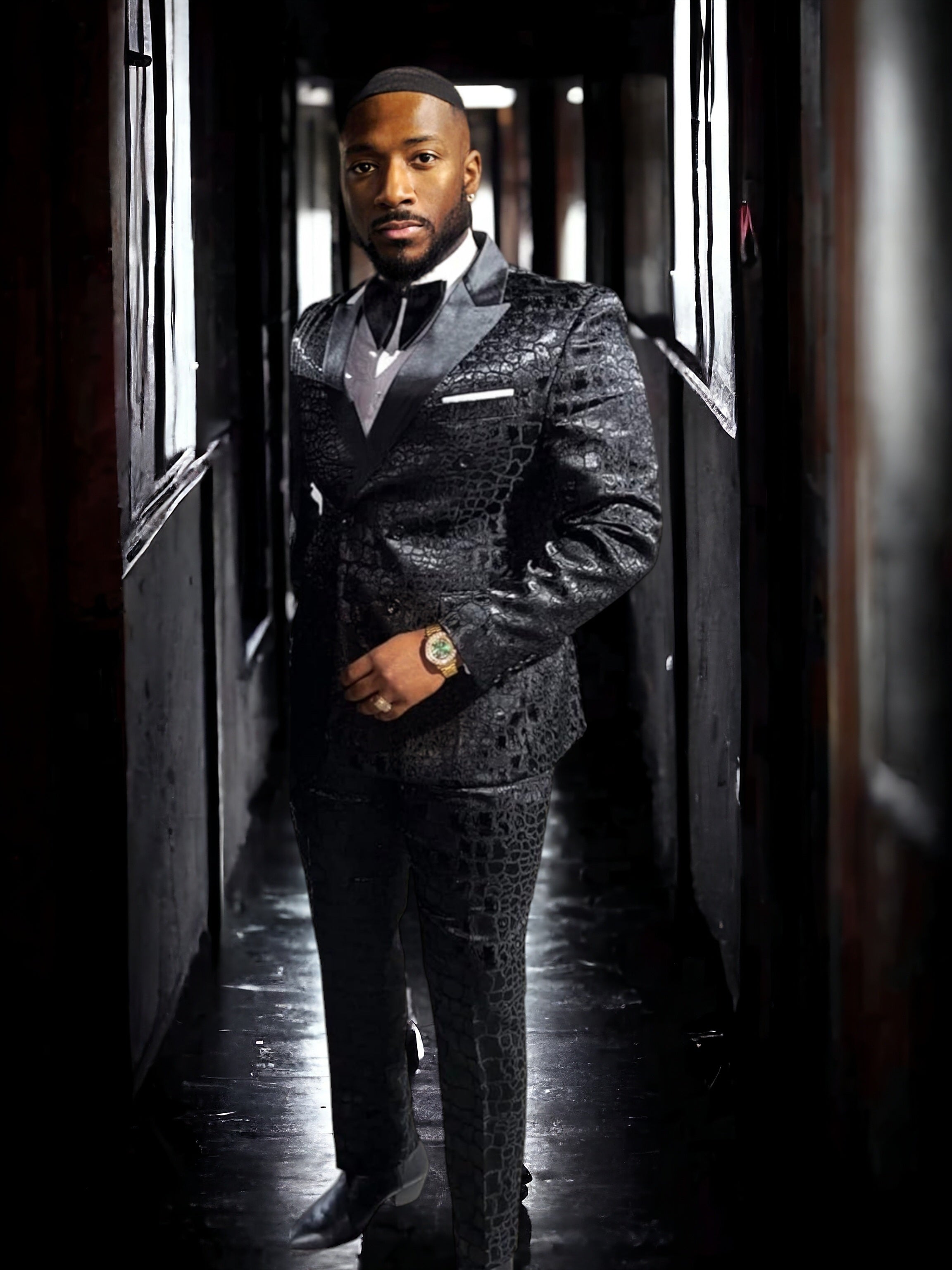 Midnight Majesty Men's Jacquard Tuxedo | ENE Trends – ENE TRENDS